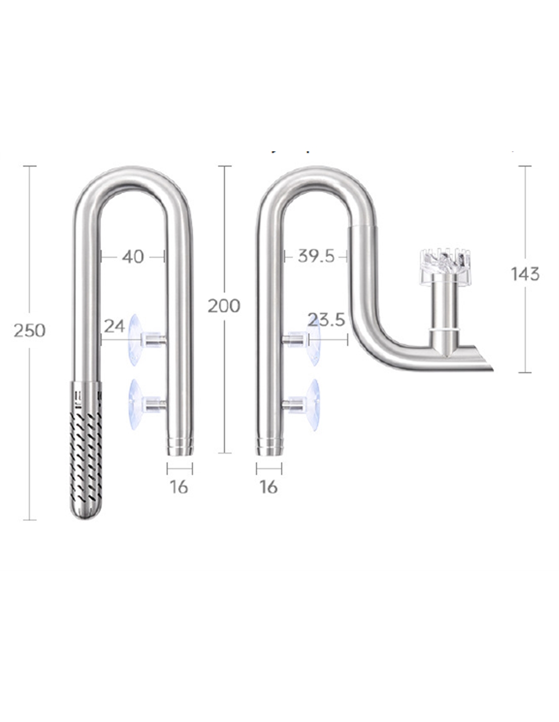 Kit Lily Pipe Inox com Skimmer, entrada 12 mm / saída, 12 mm